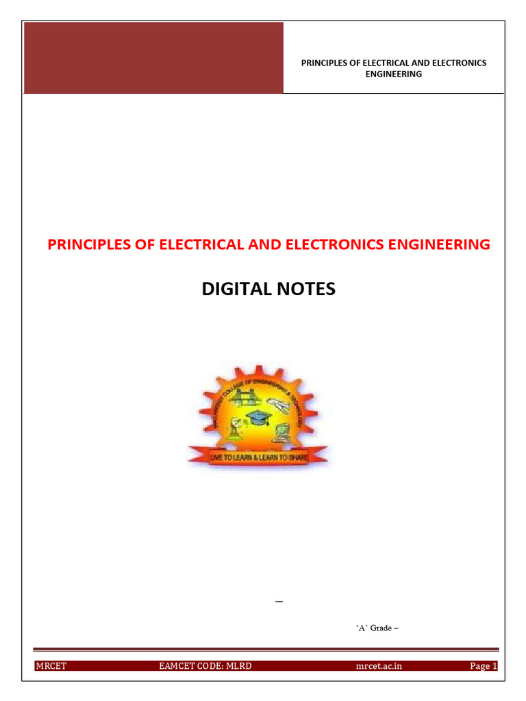 Principles of Electrical and Electronics Engineering | PDF | Capacitor ...