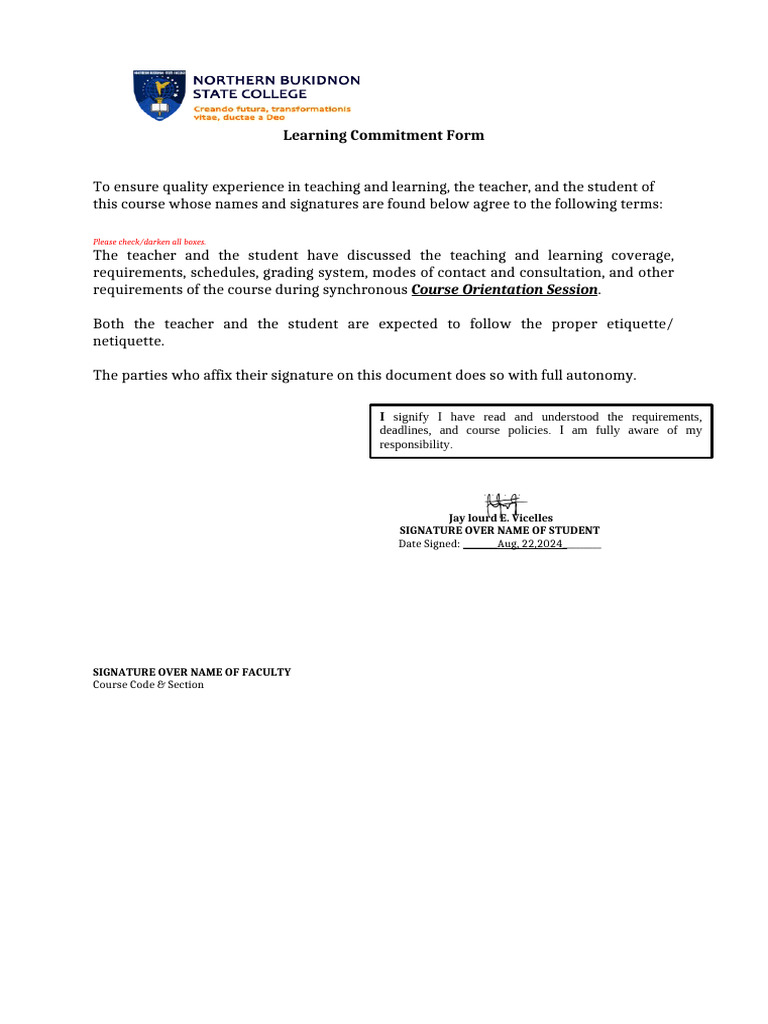 Learning Committment Form As of Jan 23 2023 | PDF | Career & Growth ...