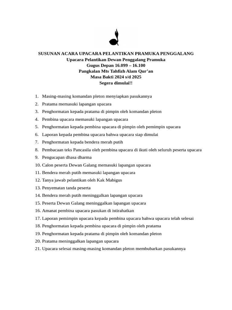 Susunan Acara Pelantikan Dewan Galang | PDF