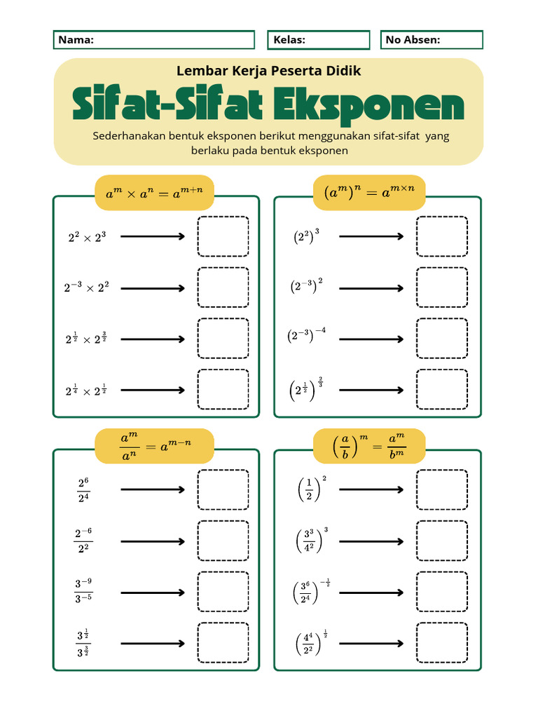 Sifat-Sifat Eksponen dalam Matematika | PDF