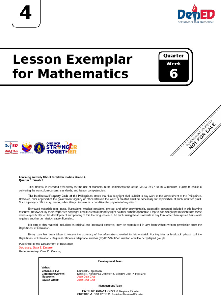 LE G4 Mathematics Q1 Wk6 | PDF | Learning | Vocabulary