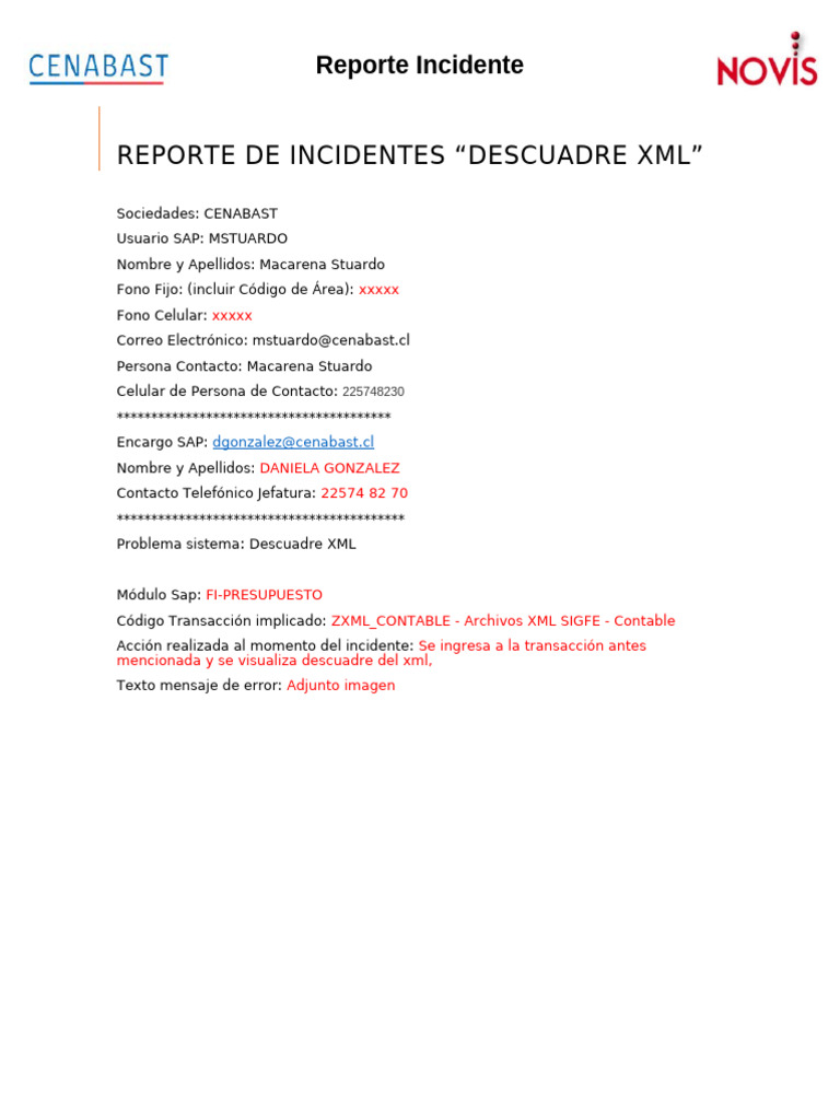 Incidente Descuadre XML en SAP FI-Presupuesto | PDF