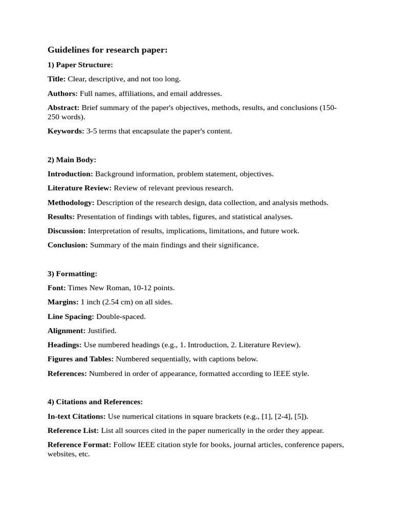 Guidlines For Research Paper | PDF
