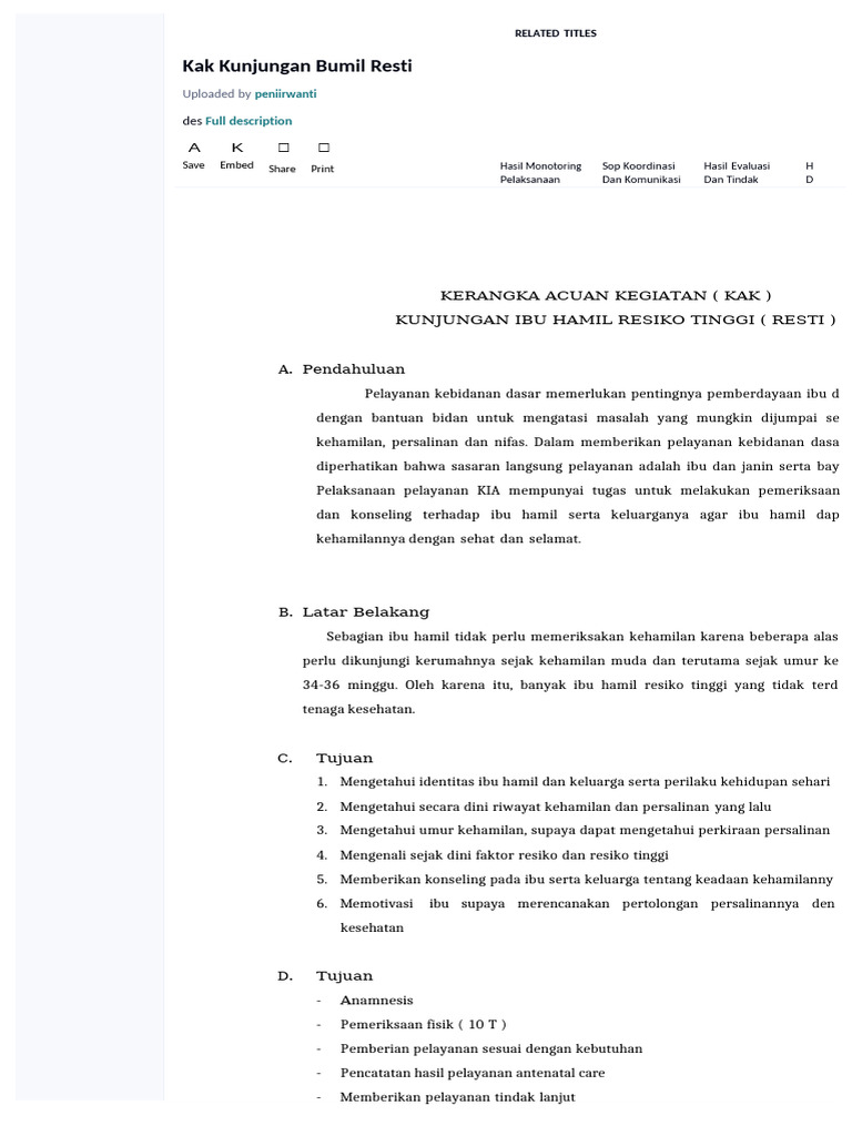 PDF Kak Kunjungan Bumil Resti | PDF