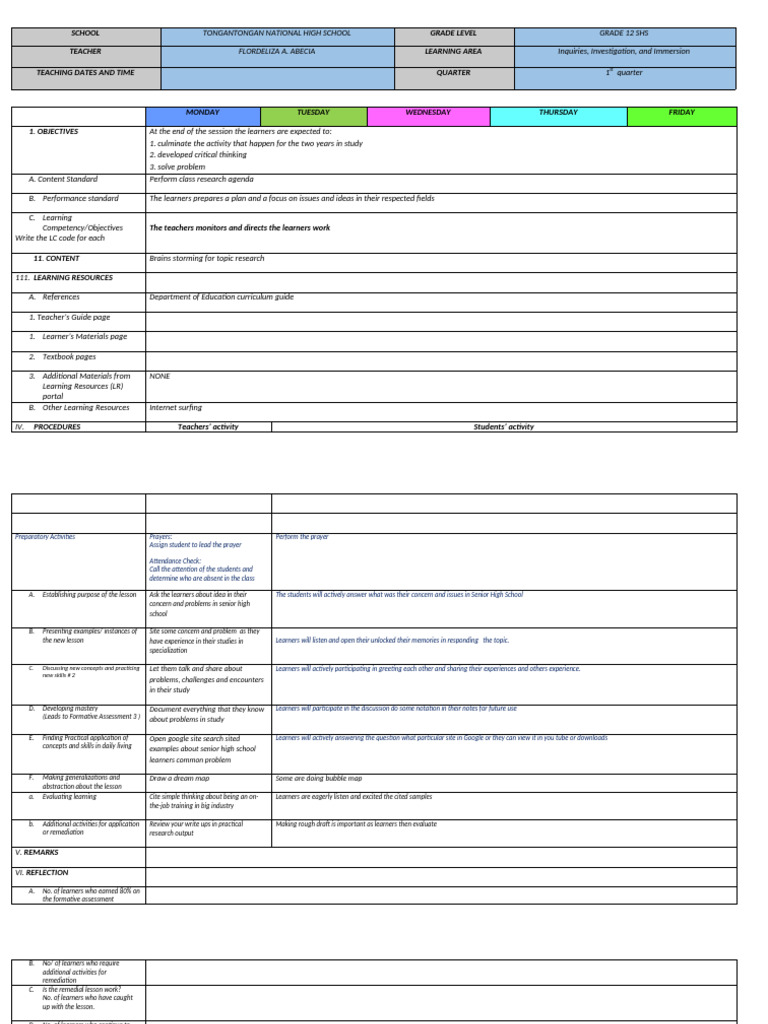 Grade 12 Inquiry and Research Overview | PDF | Methodology | Learning