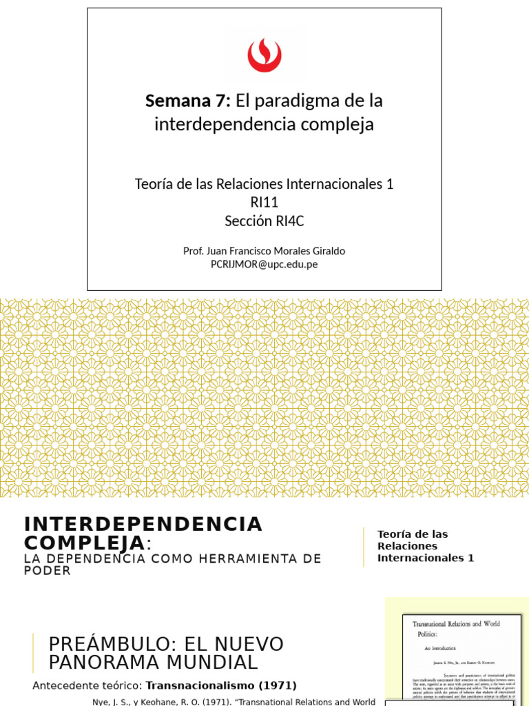 Interdependencia Compleja en RI | PDF | Inflación | Relaciones ...