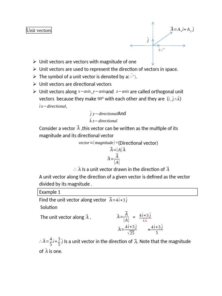 Unit Vectors | PDF | Euclidean Vector | Space
