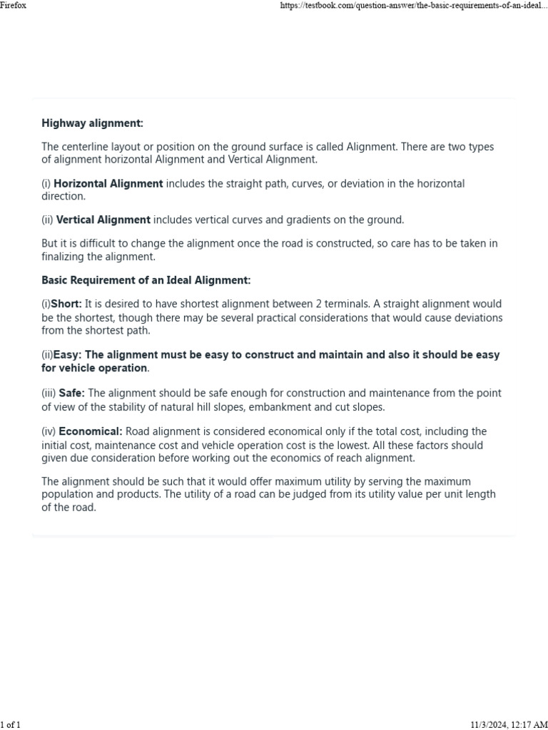 (Solved) The Basic Requirements of An Ideal Alignment Are Short, Easy | PDF