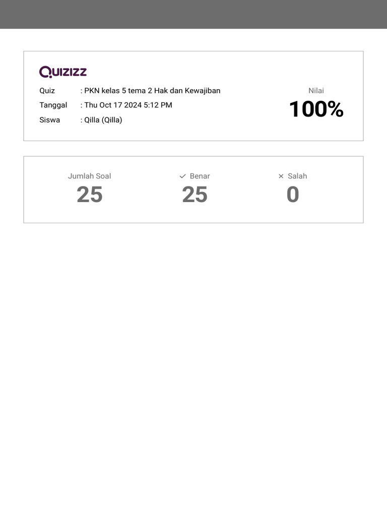 PKN Kelas 5 Tema 2 Hak Dan Kewajiban Qilla Summary | PDF