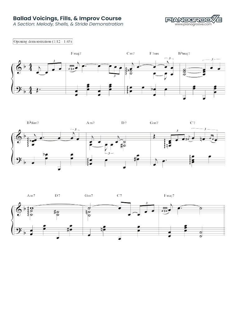 4 A Section Melody Shells Stride Transcription | PDF