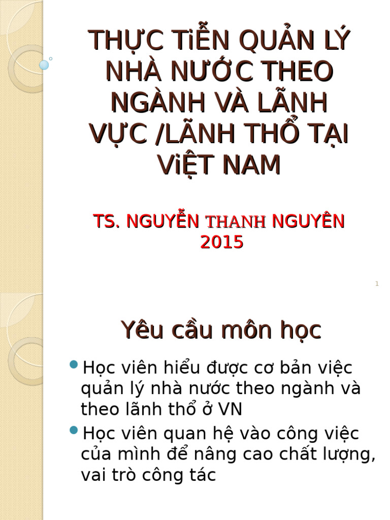 Thuc Tien Quan Ly Nha Nuoc Theo Nghanh Va Lanh Vuc Lanh Tho Tai Viet Nam | PDF