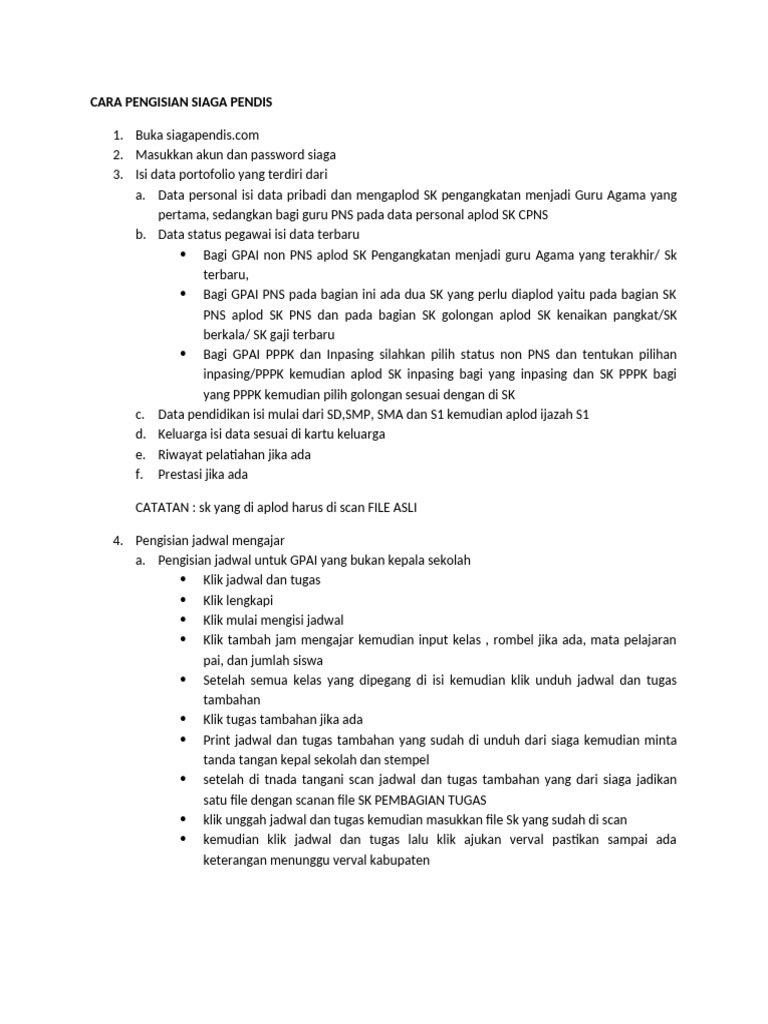 Cara Pengisian Siaga Pendis | PDF