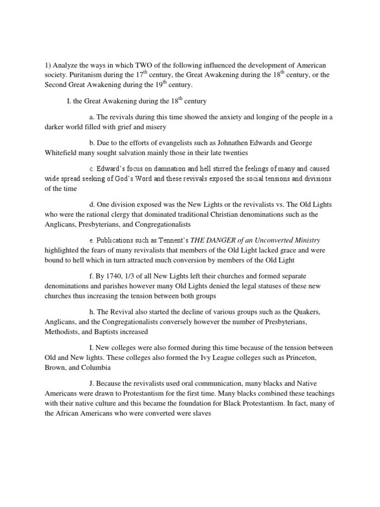Part One of Apush | PDF | Christian Revival | Slavery
