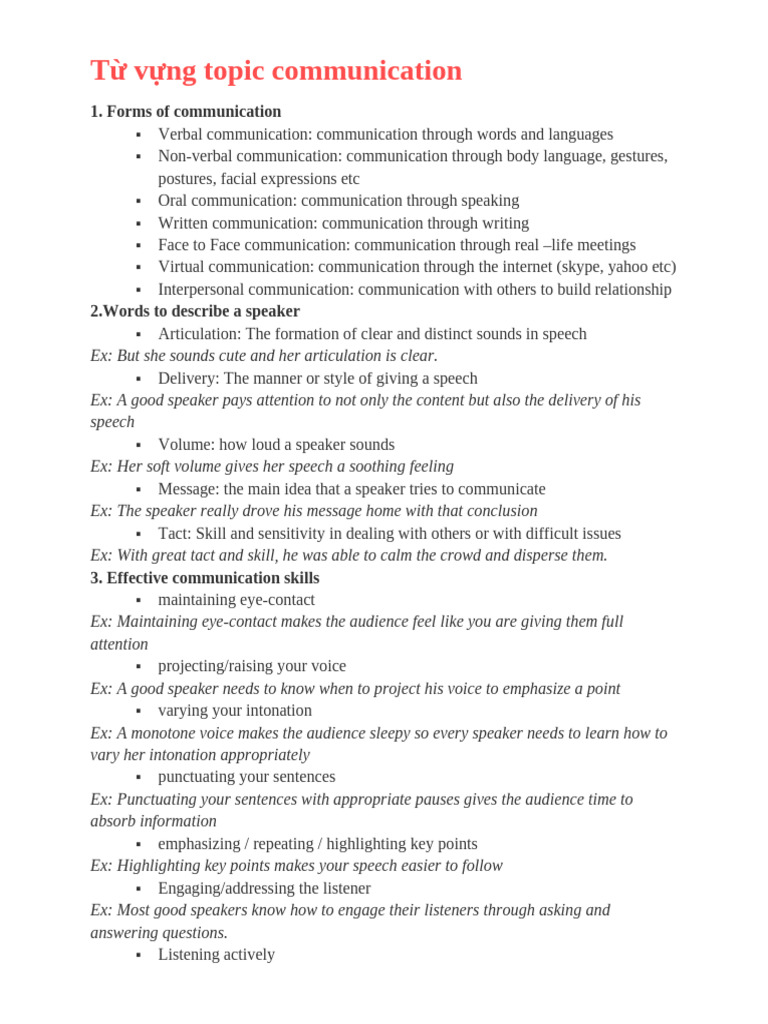 Communication Vocabulary | PDF | Communication | Speech
