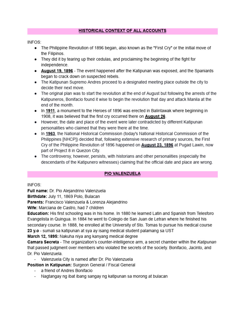 First Cry of The Revolution Reviewer | PDF | Metro Manila | Philippines