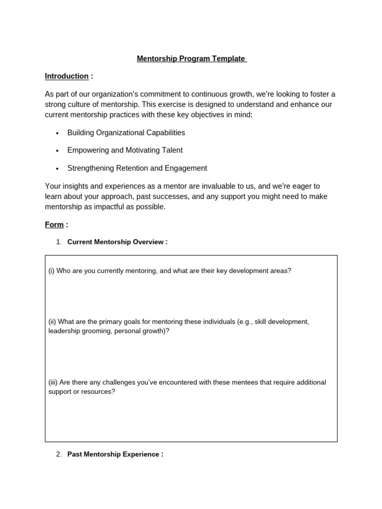 Mentorship Program Template | PDF | Career & Growth | Business