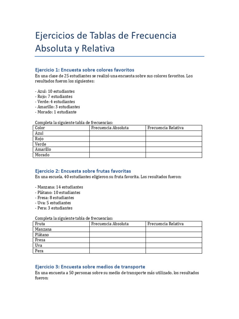 Ejercicios Frecuencias | PDF