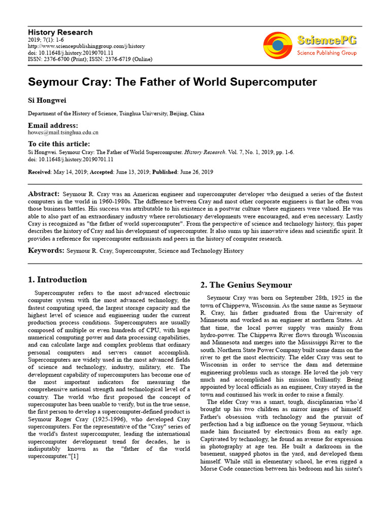 Supercomputer Pioneer: Seymour Cray | PDF | Supercomputer | Office Equipment