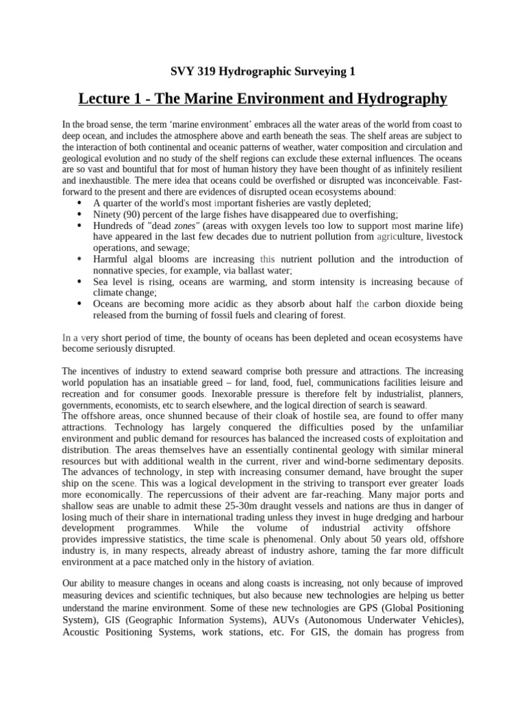 Lecture 1 Year 3-The Marine Environment-Updated Sept 2024 | PDF ...
