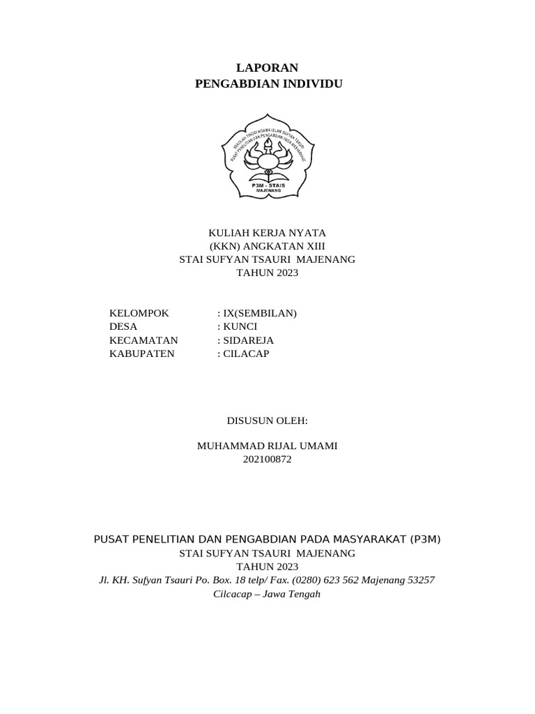 Laporan KKN Angkatan XIII STAI 2023 | PDF