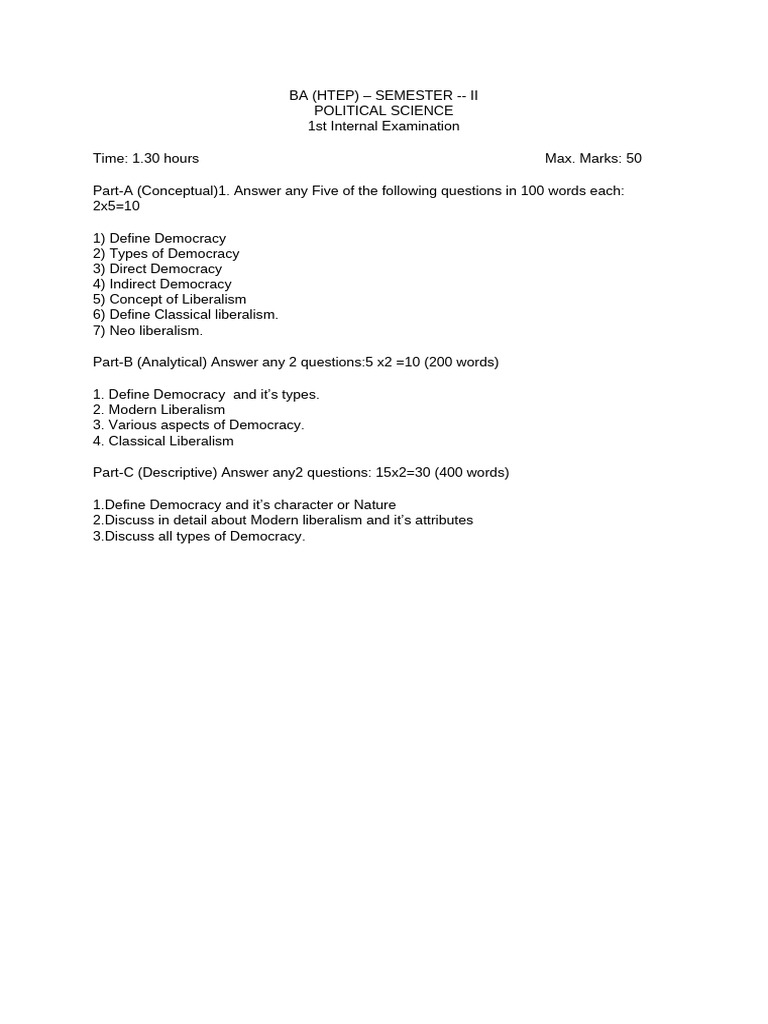 BA Question Paper | PDF