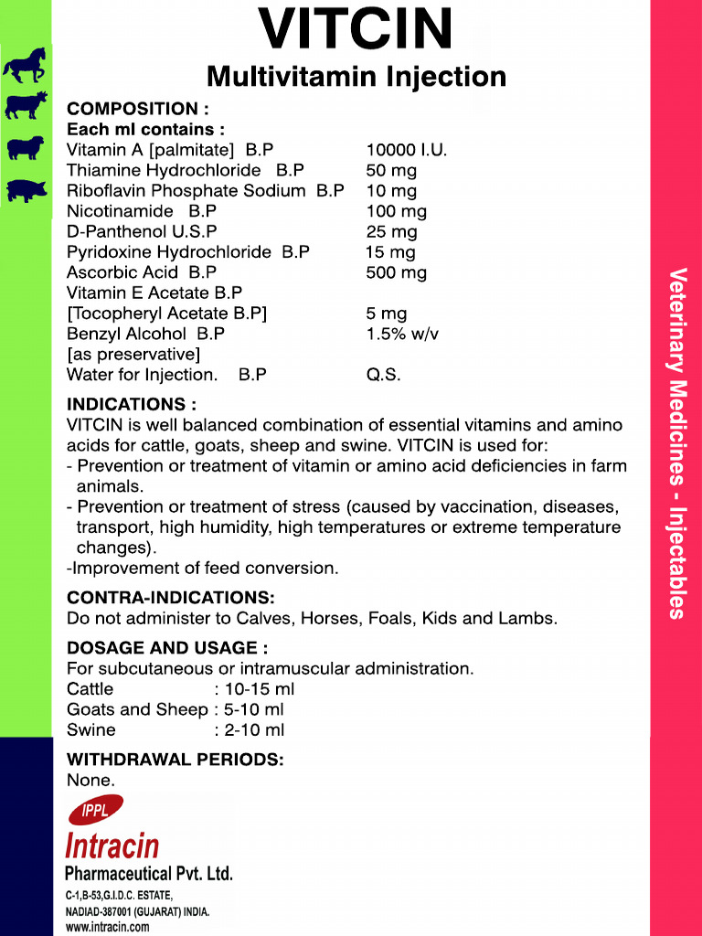 VITCIN Multivitamin Injection for Animals | PDF