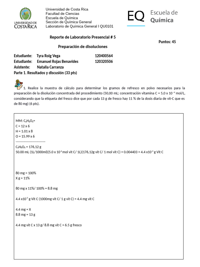 RP05 - Preparaci - N - de - Disoluciones - Docx 2 | PDF | Concentración | Química