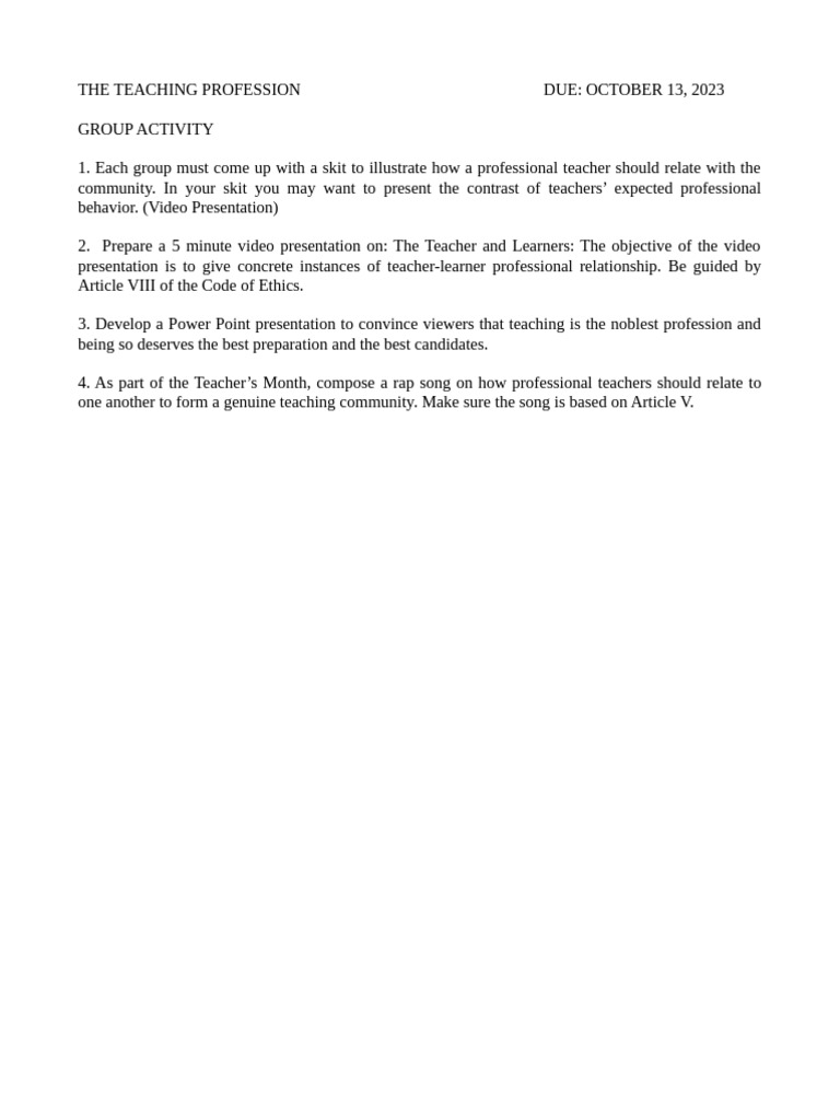 Teaching Profession Activities Guide | PDF