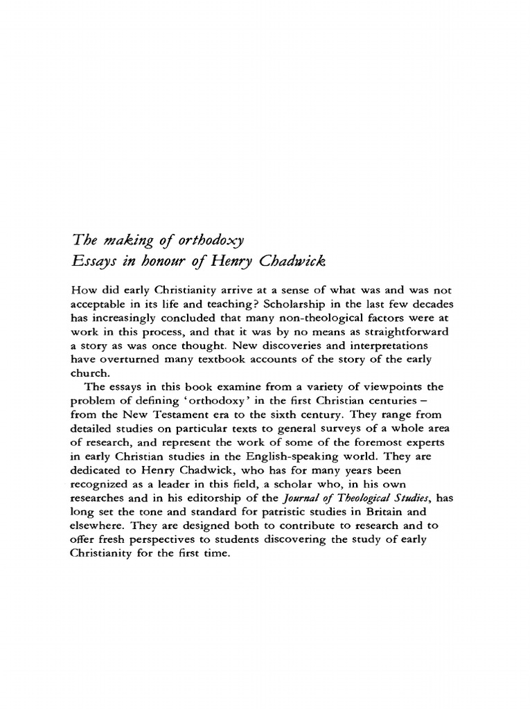 The Making of Orthodoxy Essays in Honour of Henry Chadwick - Compress 1 299 | PDF | Origen ...