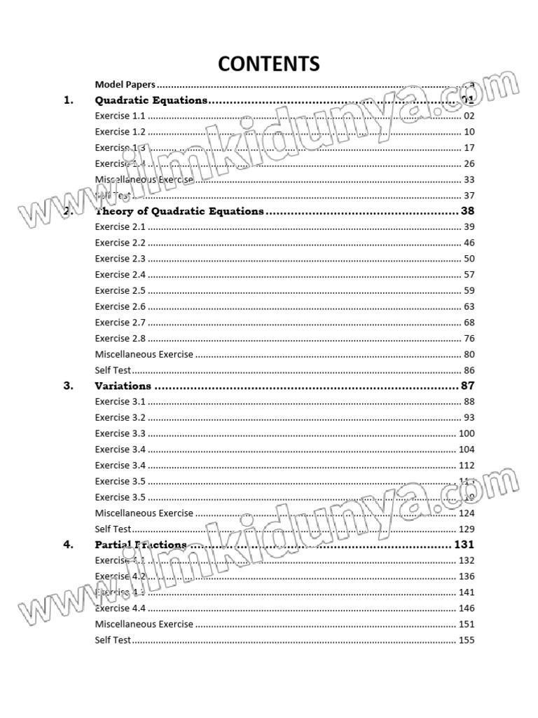 10th Class Maths Notes 2024 Table of Content | PDF | Circle | Euclidean ...