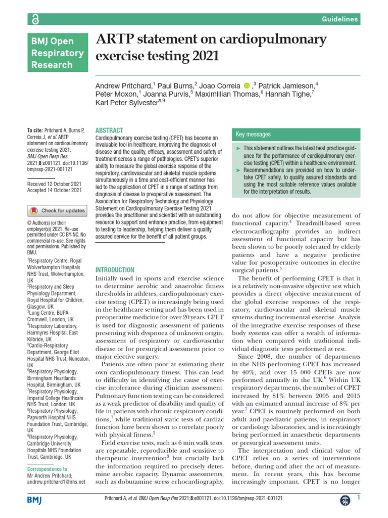 ARTP Guidelines for CPET 2021 | PDF | Informed Consent | Blood Pressure