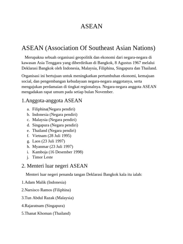 Materi Asean Dan PBB | PDF