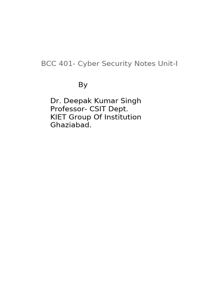 BCC 401: Cyber Security Overview | PDF | Cybercrime | Information Security