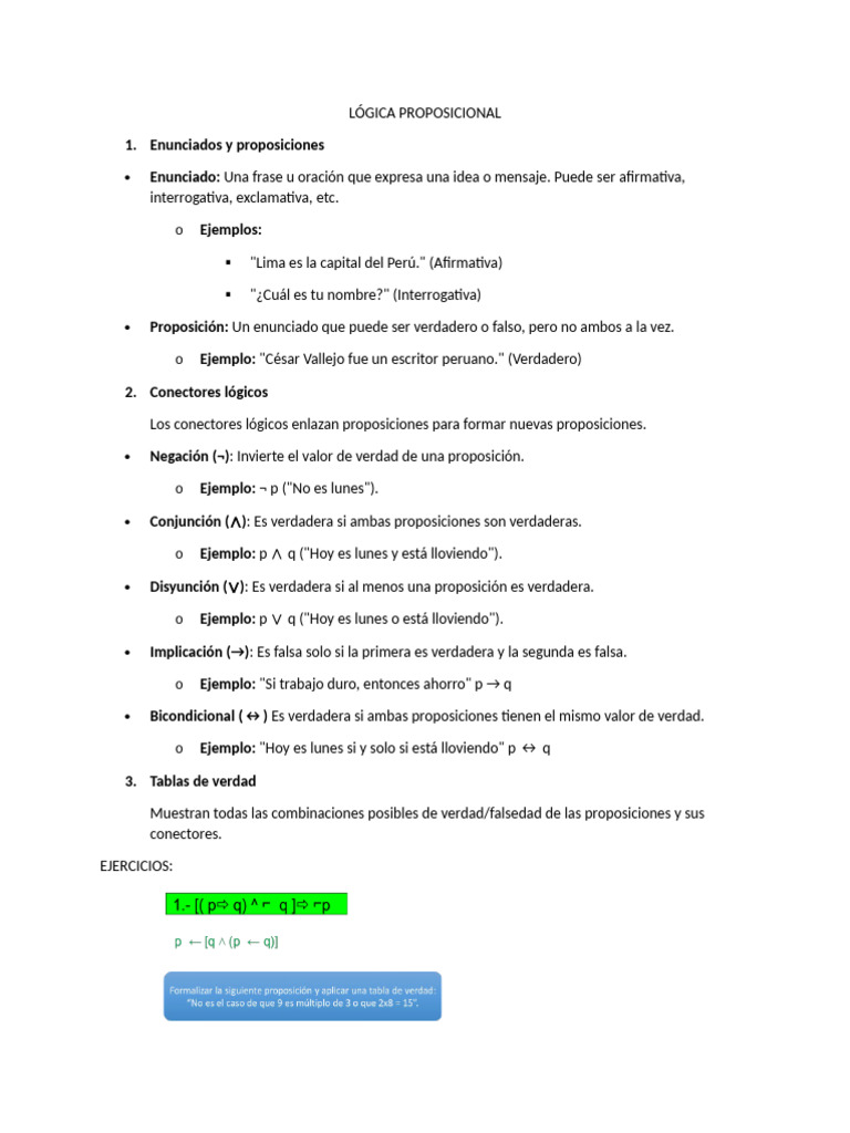 Resumen de Lógica Proposicional | PDF