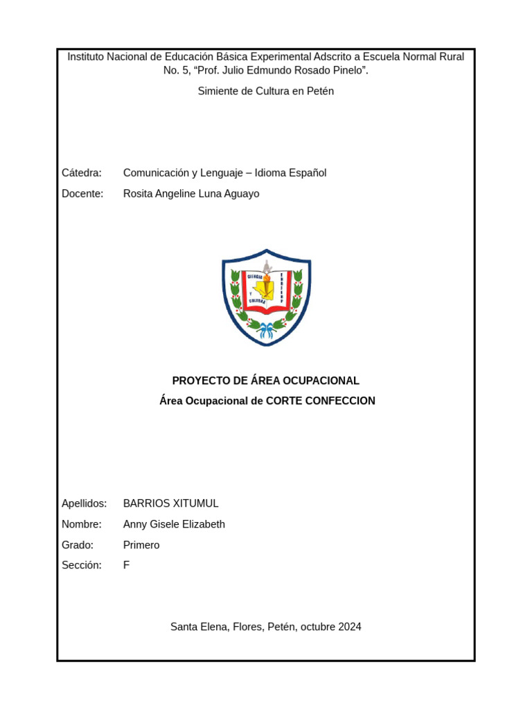 Caratula Proyecto Area | PDF | Estudios de idiomas extranjeros