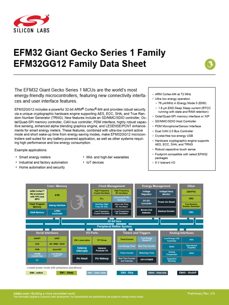 Efm32gg12 Datasheet | PDF | Information And Communications Technology | Computer Architecture