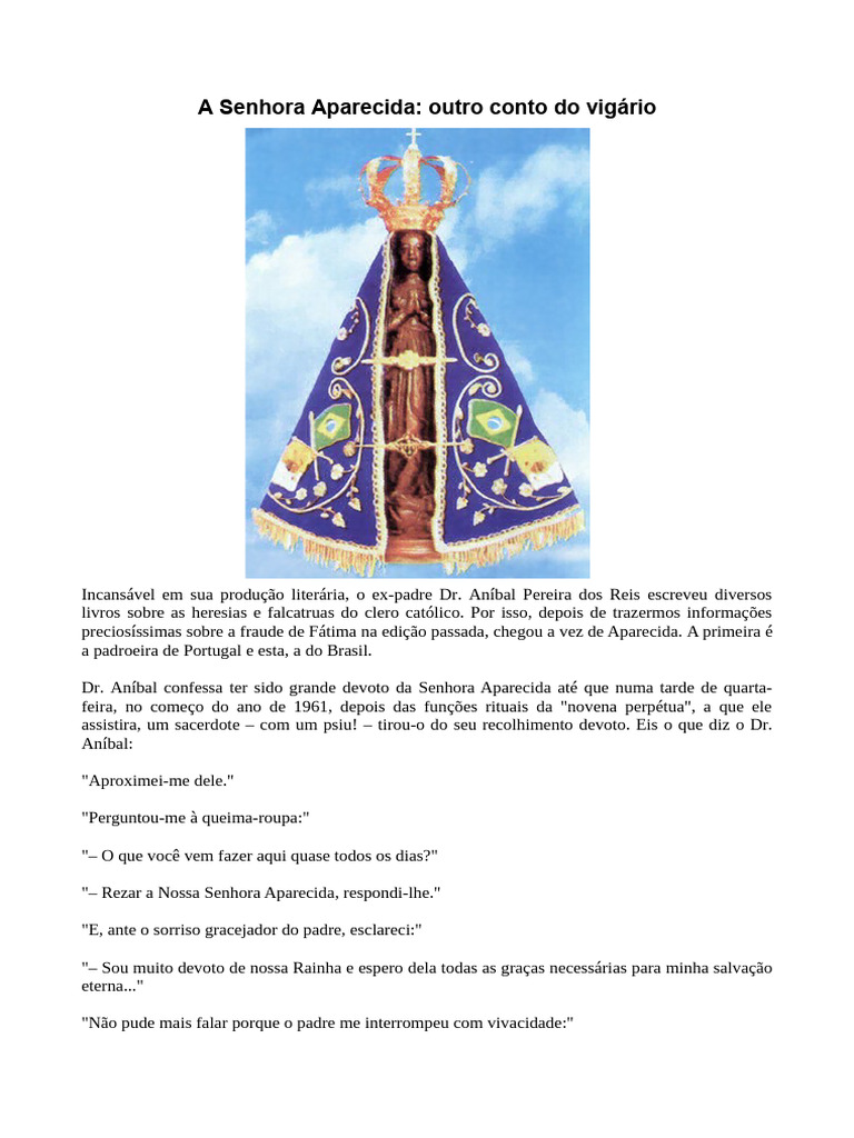 A Senhora Aparecida-Outro Conto Do Vigário | PDF | Bíblia | Igreja católica