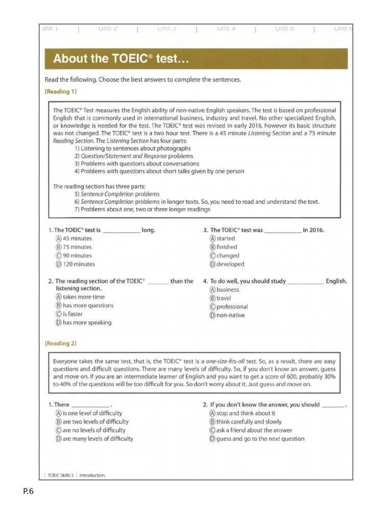Week 2 - About The TOEIC Test | PDF