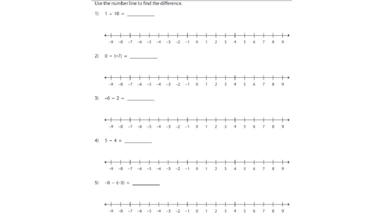 Number Lines Practice | PDF