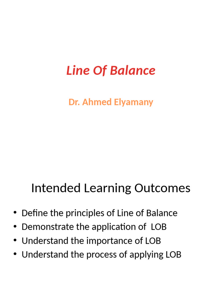 Line of Balance | PDF | Teaching Methods & Materials