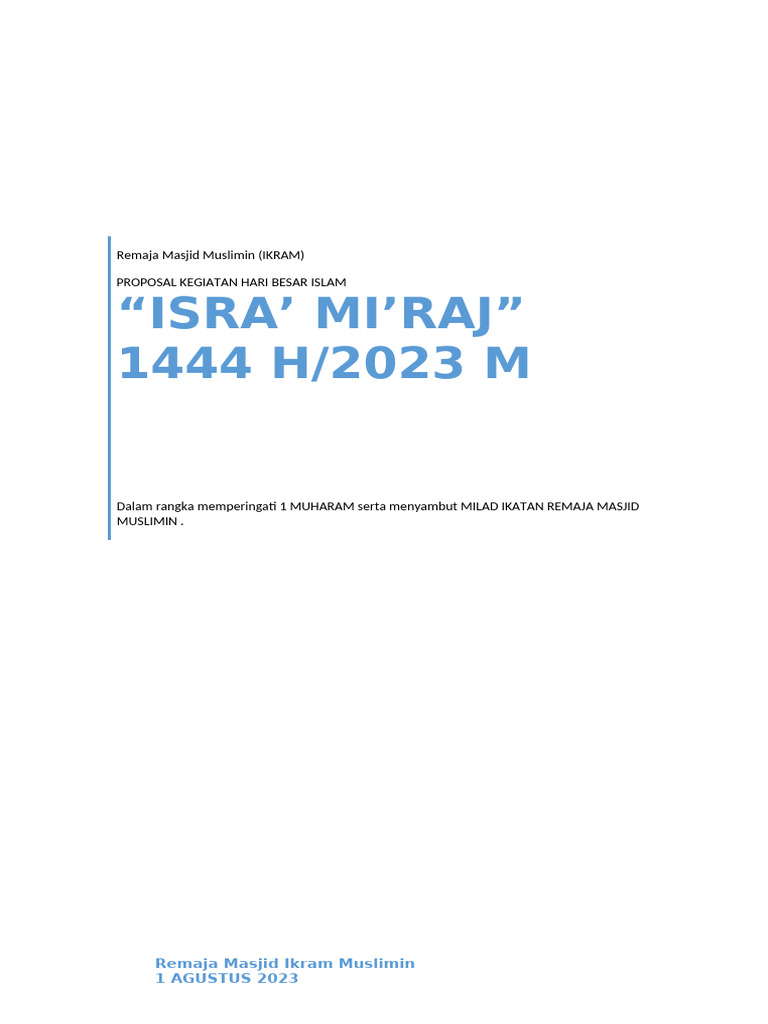 PROPOSAL IKRAM MUSLIMIN 1 Muharam | PDF | Ilmu Sosial | Agama & Spiritualitas