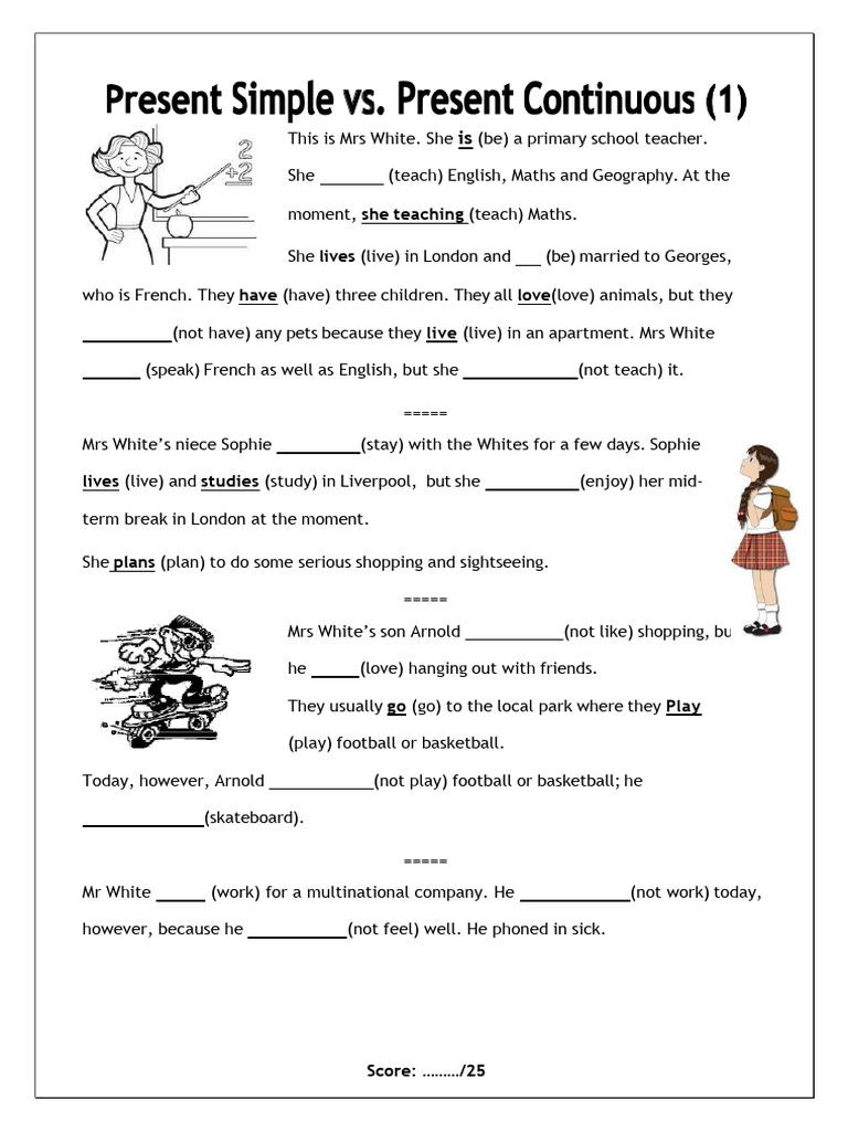 Agp Simple Present Vs Present Progressive Worksheet2 | PDF