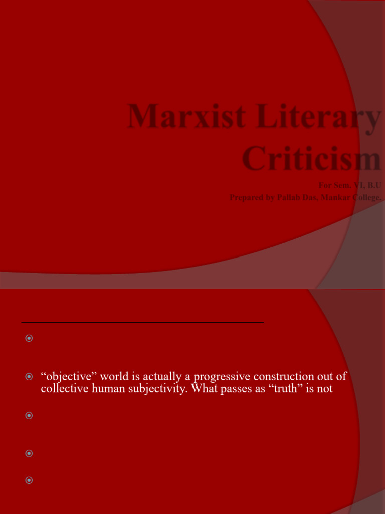 Study Materials On Marxist Literary Theory Sem 6 | PDF | Marxism ...