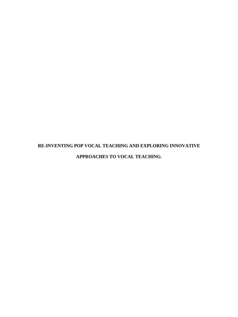 Innovative Approaches to Pop Vocal Teaching | PDF | Methodology ...