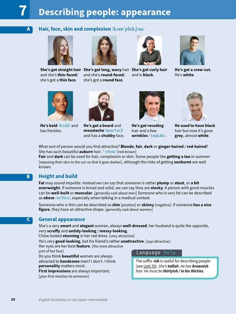Vocab U1 - People's Appearance Feelings-1-4 | PDF
