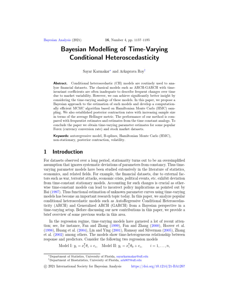 Bayesian Modelling of Time-Varying | PDF | Mean Squared Error ...