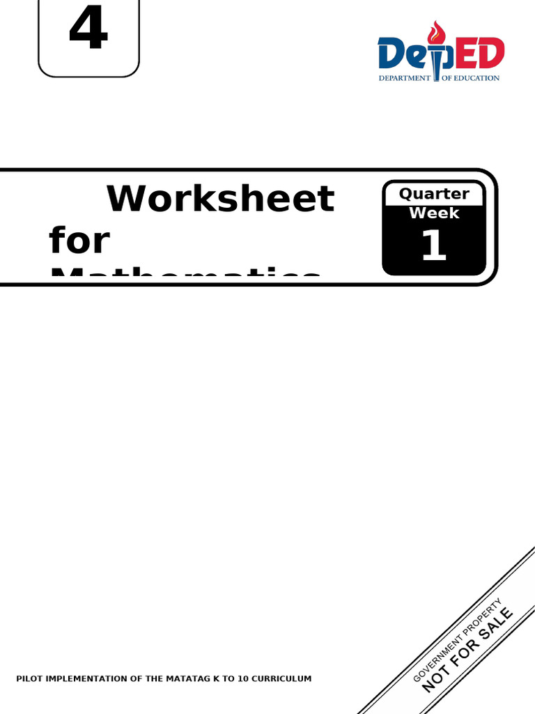 WS Mathematics-4 Q1 Week-1 v.3-FINAL | PDF | Learning | Curriculum
