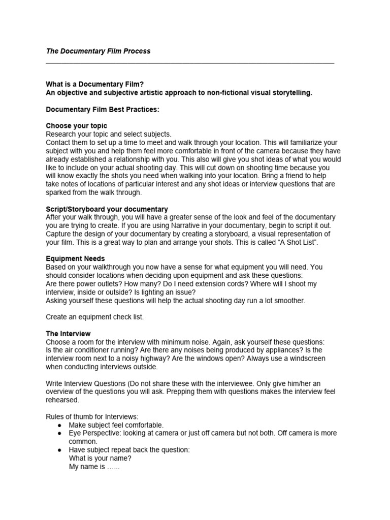 The Documentary Film Process | PDF
