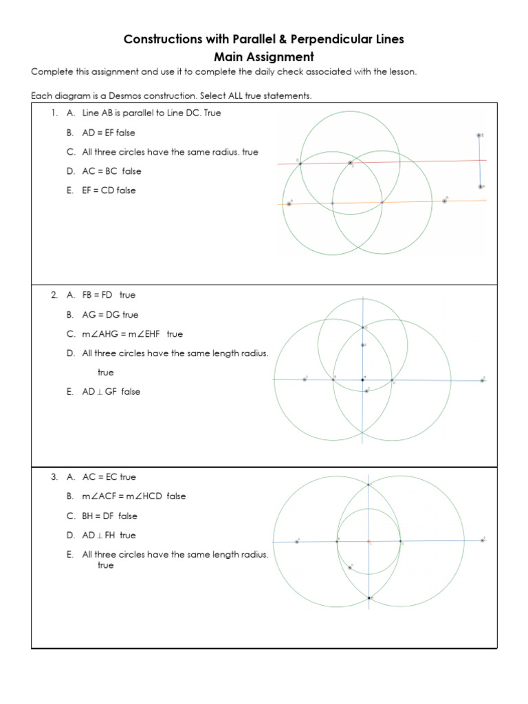 Main Assignment Constructions With Parallel & Perpendicular Lines | PDF
