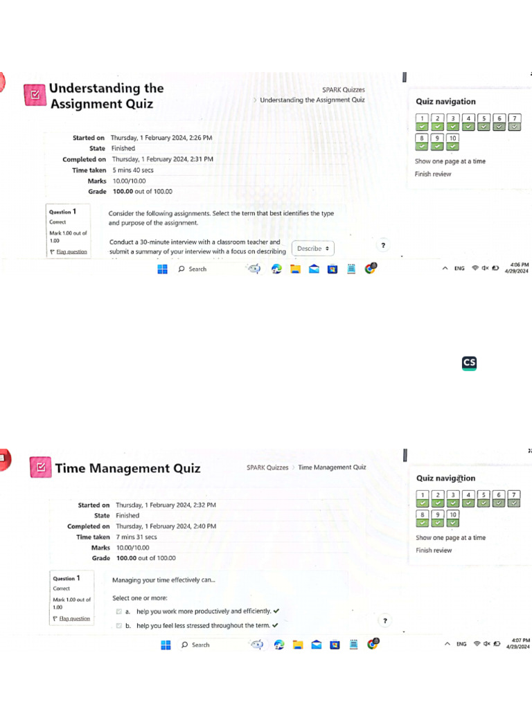 Spark Quizzes. | PDF